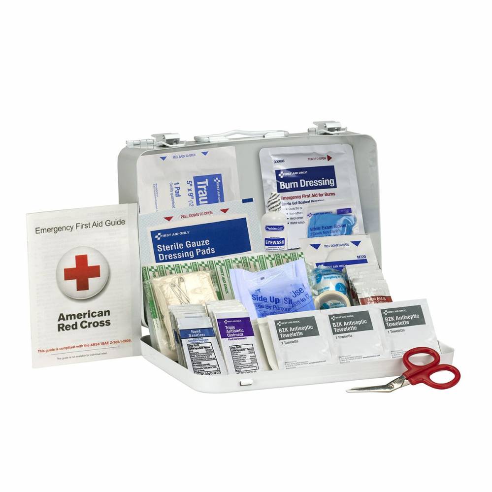 25 Person ANSI 2021 Class A First Aid Kit - Metal case, First Aid Kits ...