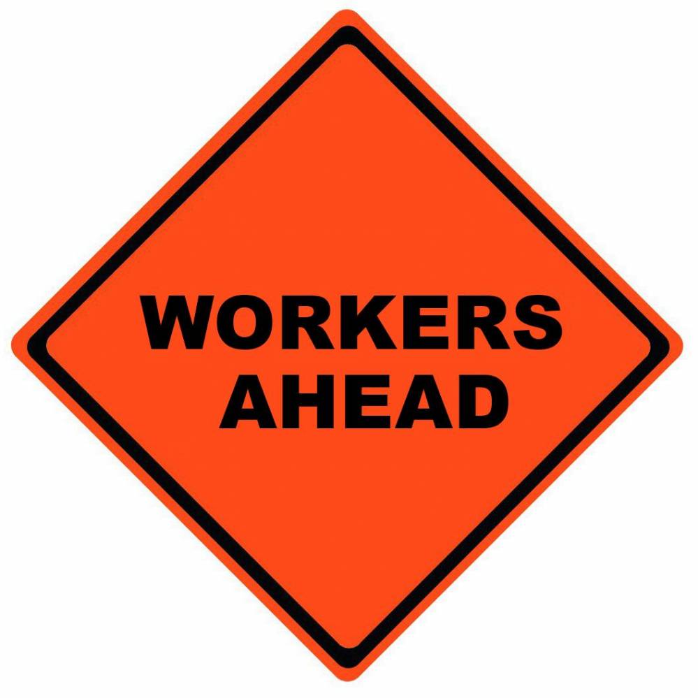 Workers Ahead Mesh Roll-up Road Sign, Roll-up Signs and stands, 7800 ...