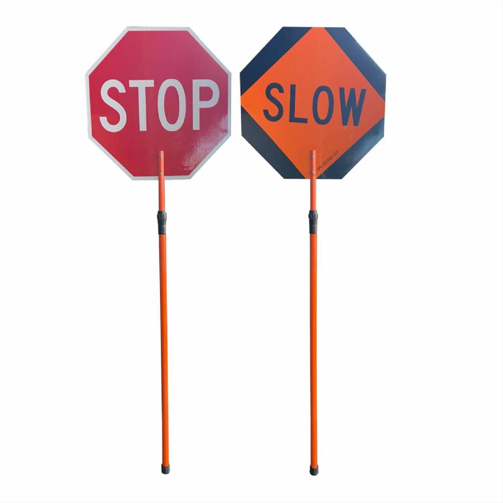24" H.I. Reflective Stop/Slow with Pole, Traffic Signs, 985068| SafetyEr