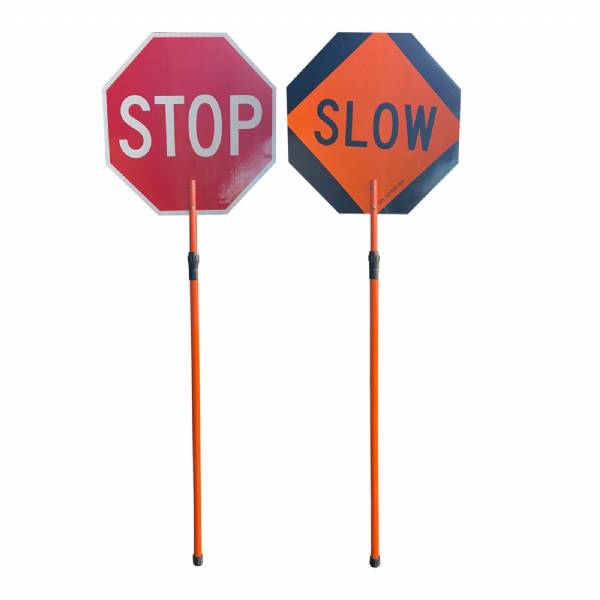 24" H.I. Reflective Stop/Slow with Pole, Traffic Signs, 985068| SafetyEr