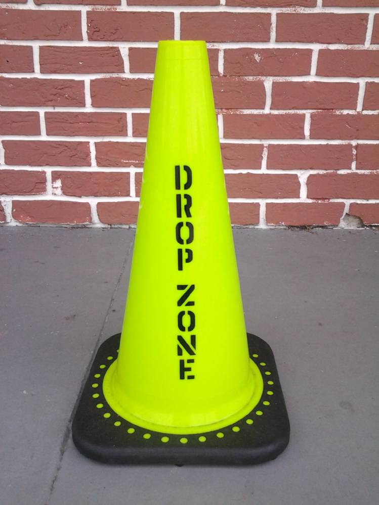 IN STOCK - 18" Drop Zone Cone - Lime color W/black Base, Traffic Cones ...